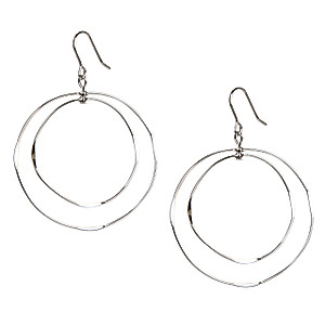 SPUNKYsoul Thin double Hoop Light Wight Earrings in Gold and Silver for Women (Silver)