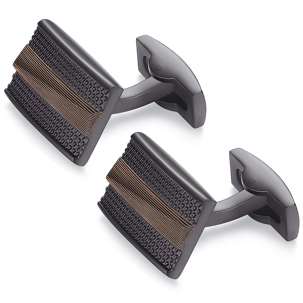 HONEY BEAR Rectangle Cufflinks for Men Shirt Steel Business Wedding Gift Brown