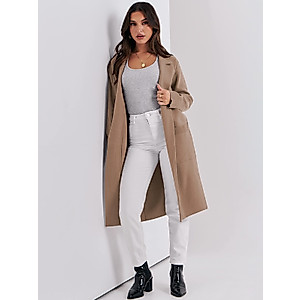 ANRABESS Women Cardigan Oversized Open Front Sweater Coat Lady Blazer Jacket Fall Outwear Coatigan 2024 Trendy Outfits Khaki Medium