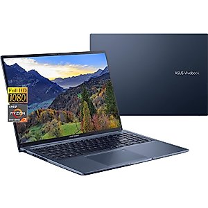ASUS Vivobook 16" FHD Laptop Computer, 8-Core AMD Ryzen 7 5800HS, 24GB RAM, 1TB PCIe SSD, 180° Hinge, WiFi 6, Numeric Keyboard, Type-C, HDMI, Webcam, Windows 11, w/CUE Accesories