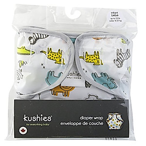 Kushies Baby Infant Waterproof Diaper Wrap, White Safari