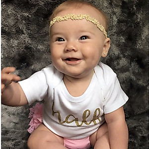 Bump and Beyond Designs Baby-Girls Half Birthday Leotard 6 Month Photo Outfit Girl White, 6-12 Months