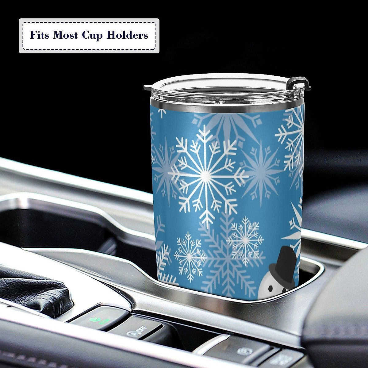 Yasala Christmas Tumbler Blue Snowflake Snowman Insulated Coffee Cup Back to School Beverage Container Office Travel Mug with Straw and Lid 20oz Holiday New Year Gift