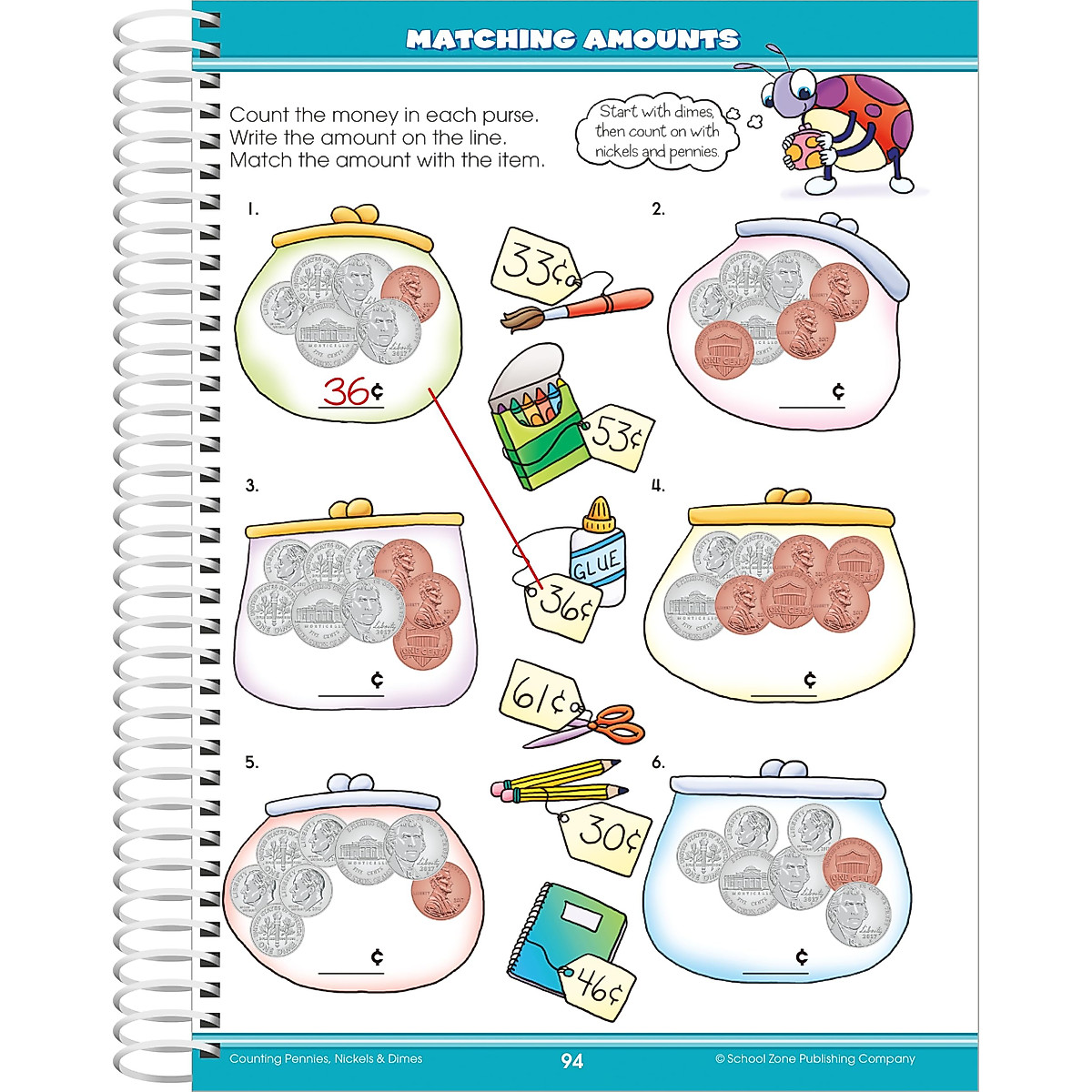 School Zone - Big Math 1-2 Workbook - 320 Spiral Pages, Ages 6 to 8, 1st and 2nd Grade, Addition, Subtraction, Early Math, and More (Big Spiral Bound Workbooks)