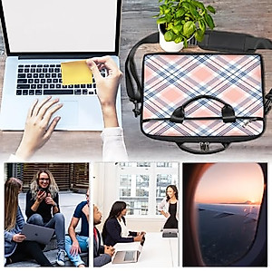 Checkered Pattern Laptop Computer Bag Waterproof Shoulder Messenger Bag 13-15 inch Durable Laptop Tote Bag with Shoulder Strap Handle Lightweight Crossbody Briefcase