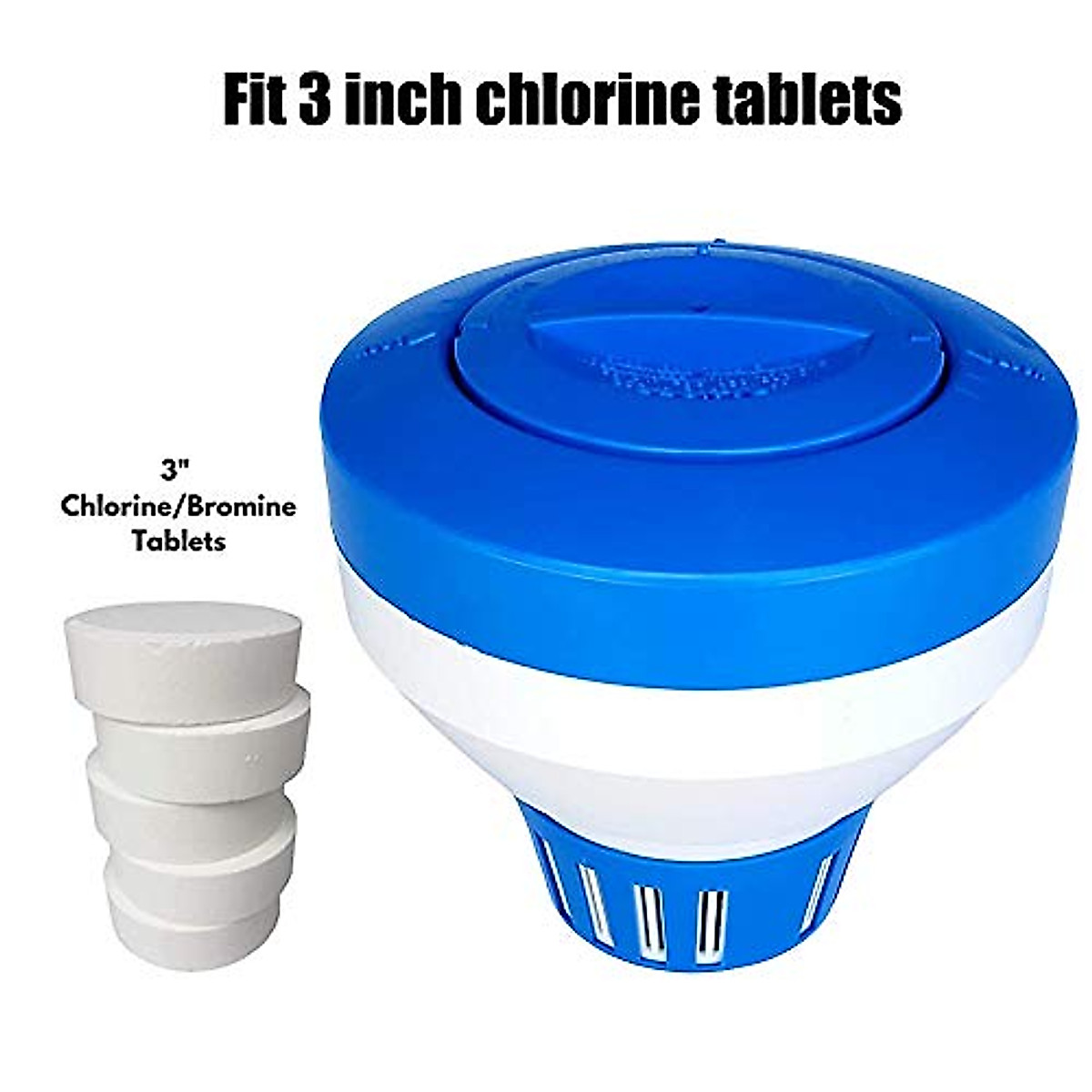 LALAPOOL Luxury Pool Dispenser, Strong Floating Pool Chlorine Dispenser,Fits 3" Chlorine Tablets, 15 Flow Vents Release Adjustable for Indoor & Outdoor Swimming Pool Hot Tub SPA