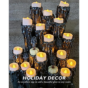 Homemory 24-Pack Flameless LED Tea Lights Candles Battery Operated, 200+Hour Fake Electric Candles TeaLights for Votive, Aniversary, Wedding Centerpiece Table Decor, Funeral, Halloween, Christmas