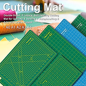 WORKLION 12" x 18" Art Self Healing PVC Cutting Mat, Double Sided, Gridded Rotary Cutting Board for Craft, Fabric, Quilting, Sewing, Scrapbooking Project……