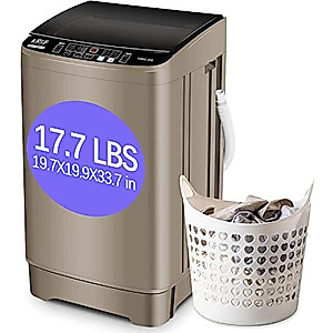 Krib Bling Full-Automatic Washing Machine with Drain Pump, 17.7 lbs Compact Washer, 10 Wash Program & 8 Water Level, Ideal for Apartment, Dorm, RV