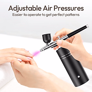 Airbrush Kit with Compressor 30PSI Portable Airbrush Gun Rechargeable Handheld Cordless Air Brush for Nails Art, Painting, Cake Decor, Cookie, Mode, Makeup, Barber (Black)