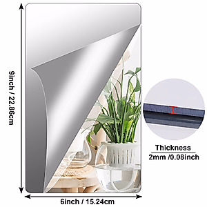 Self Adhesive Acrylic Mirror, Mirror Tiles,Flexible Plastic Mirror Sheets Wall Stickers,2MM Thick Mirror,Frameless Small Mirror, 4 Pack (6 x 9 inch)
