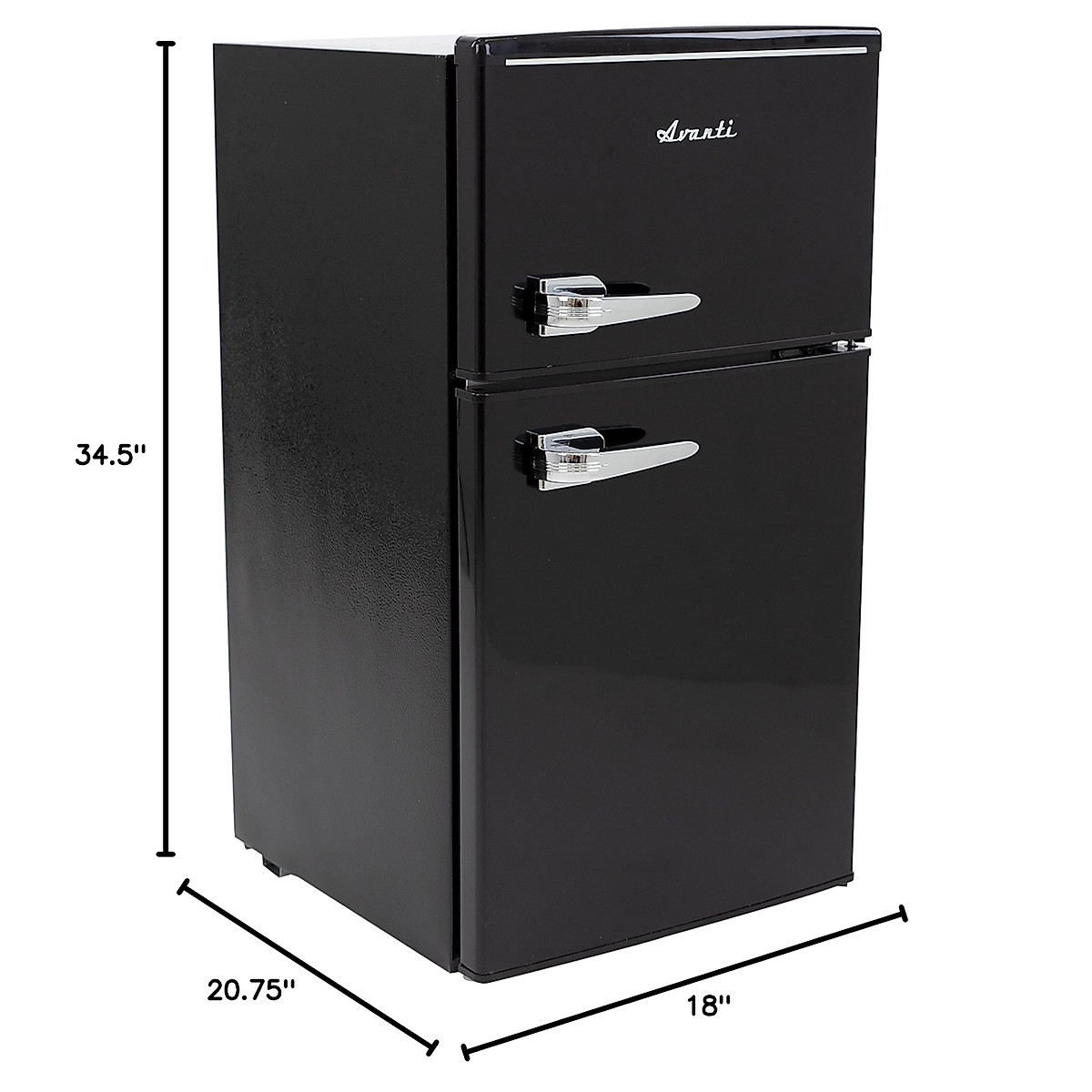 Avanti RMRT30X1B-IS Mini Fridge with Freezer 3 Cu. Ft. Capacity Retro-Styled for Home Office or Dorm, Manual Defrost and Adjustable Temperature, 3 Cu.Ft, Black