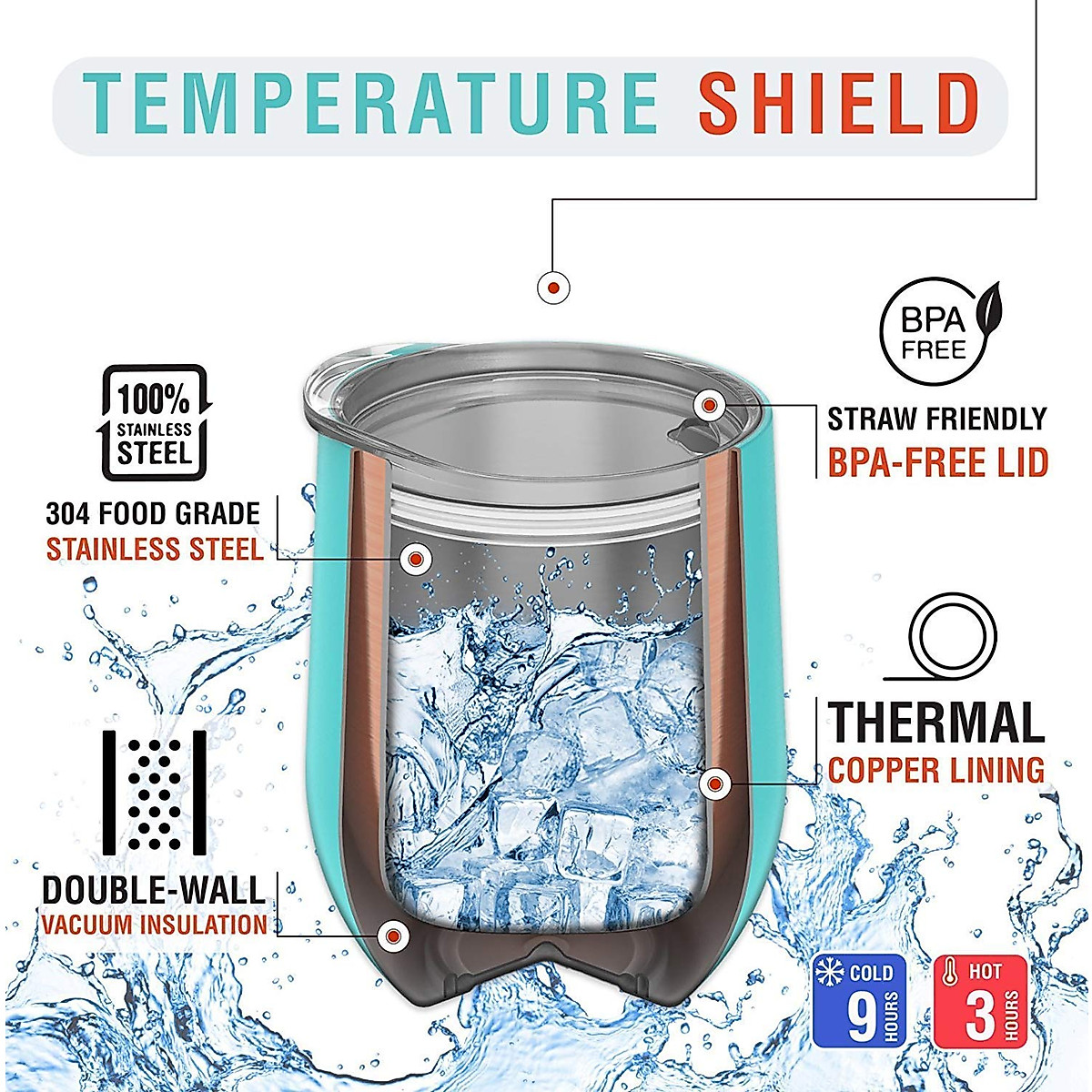 CHILLOUT LIFE Stainless Steel Wine Tumblers 4 Pack 12 oz - Double Wall Vacuum Insulated Wine Cups with Lids and Straws Set for Coffee, Wine, Cocktails - Rose Gold