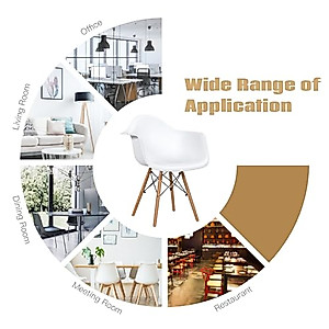 NAFORT Dining Table Chairs Set of 2, White Plastic Shell Chair with Wooden Legs, Backrest & Armrest, Mid Century Modern Style Dinning Chairs for Kitchen, Dining Room & Waiting Room, 2PCs