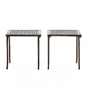 Christopher Knight Home Mckinley Outdoor Cast End Tables, 2-Pcs Set, Shiny Copper