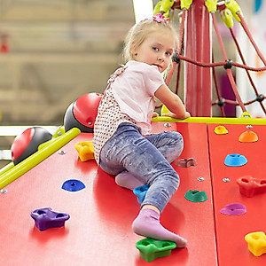 Liliful 64 Pcs Rock Climbing Hold Set Kids Rock Wall Climbing Kit Adult Mix Colored Grip with Mounting Hardware Wrenches for Outdoor Indoor Playground Backyard Back to schooll Gift