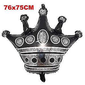 Large Gold Multicolor Crown Foil Balloons Prince Princess Baby Shower 20 1st Birthday Party Balon Decorations suppliers (Large Crown Black)