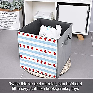 Flag of Chicago Collapsible Storage Bins Basics Folding Fabric Storage Cubes Organizer Boxes with Handles