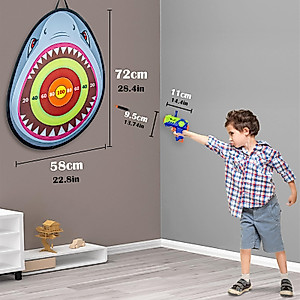 Shark Shooting Game Toy, Foam Blaster Shooting Practice Target,3 in 1 Indoor Outdoor Activity Game for 5 6 7 8 9 10+Years Old Kids, Compatible with 2 Nerf Guns