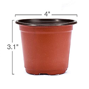 Delxo 100 Pcs 4 Inch Plants Nursery Pots Reusable Plant Seeding Nursery Pot Waterproof Plastic Pots Seed Starting Pots