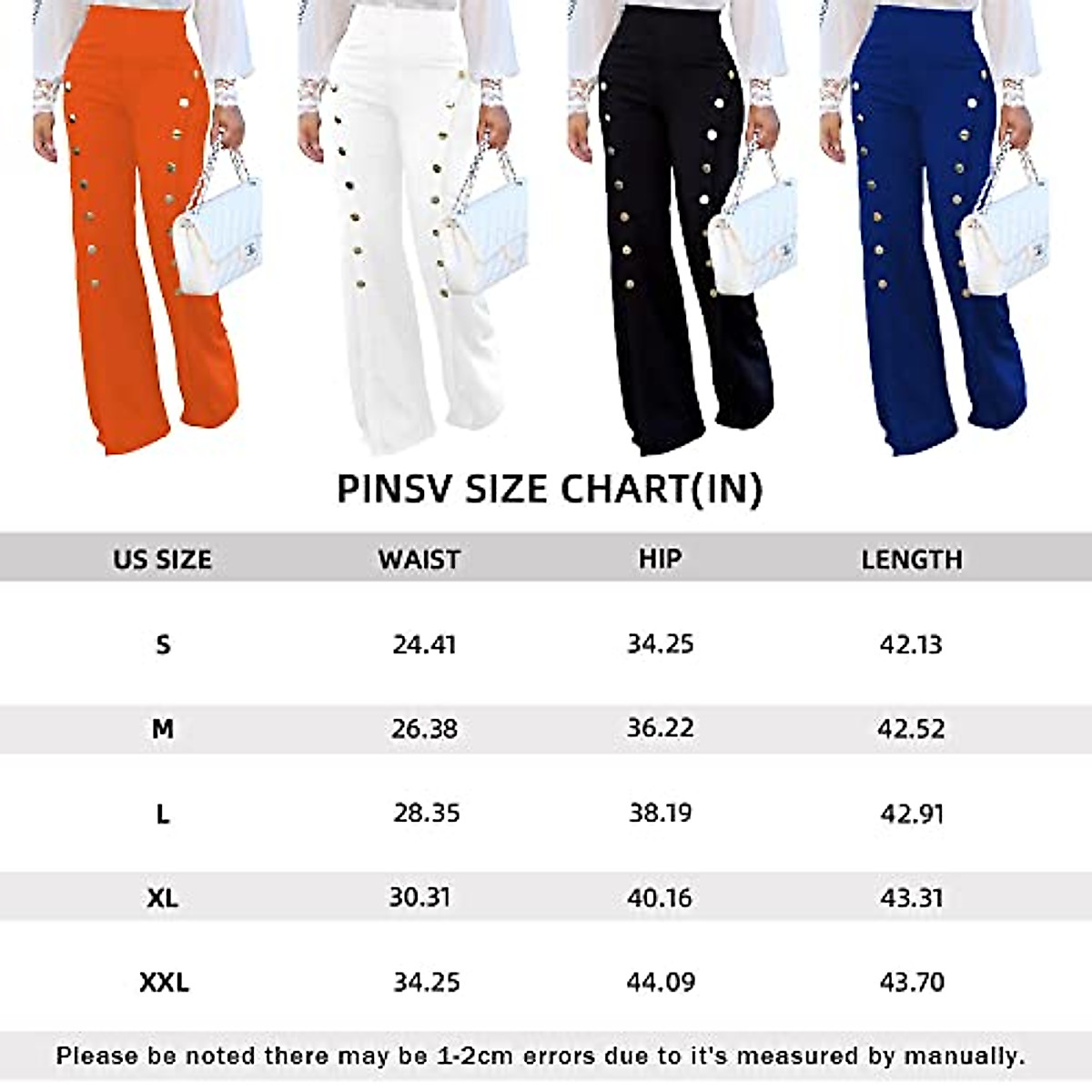 PINSV Women's Stretchy Bootcut Pull On Dress Pants Business Casual Work Pants Orange L