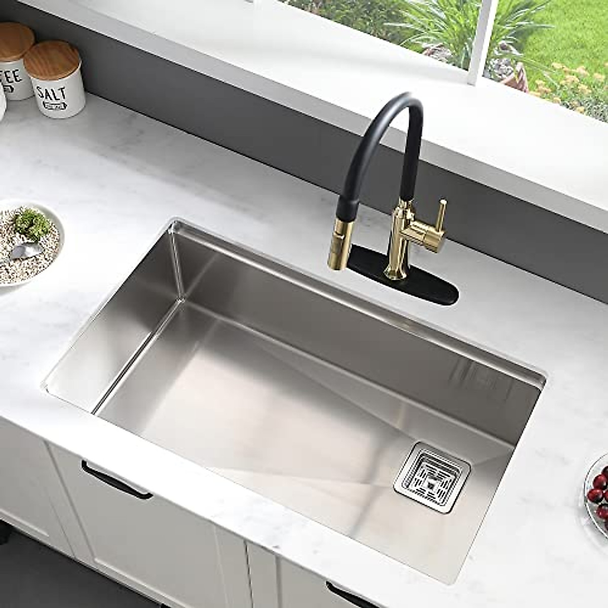 28 Inch Undermoutn Kitchen Sink Stainless Steel- Abironl 28"x18" Under Mount Kitchen Sink Workstation Ledge 16 Gauge Stainless Steel Kitchen Sink Single Bowl Kitchen Sink with Accessories