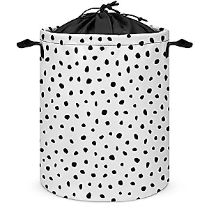 Laundry Hamper Irregular Chaotic Dots Dirty Clothes Storage Basket Black And White Collapsible Waterproof Toy Organizer for Boys And Girls Bedrooms, Bathroom