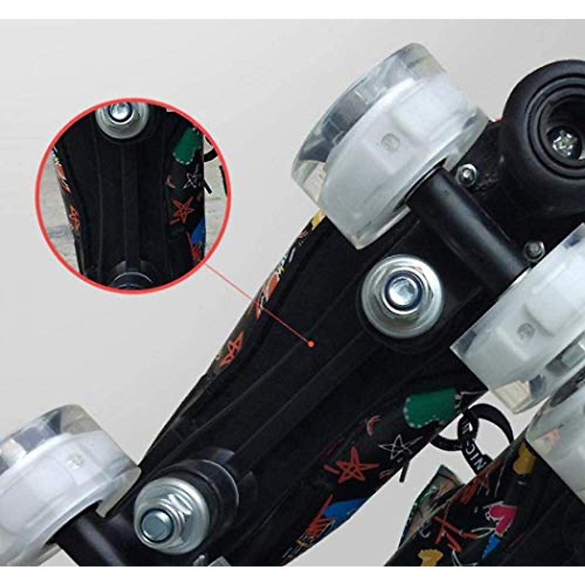 Women's Graffiti Roller Skates Classic PU Leather Roller Skates Four-Wheel Roller Skate Boys and Girls Teenagers Adult Unisex Indoor and Outdoor Double-Row Skates (Silver Flash,7)