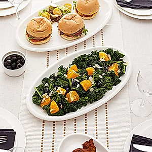 DOWAN 16" Serving Platters, White Serving Platters for Entertaining, Large Oval Porcelain Serving Tray Dinner Platters for Serving Food Appetizers Meat, Serving Dishes for Parties, Set of 2