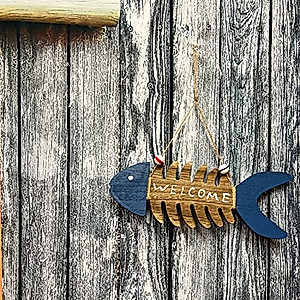 Nautical Hand Carved Wooden Fish Wall Hanging Ornaments Welcome Home Decor