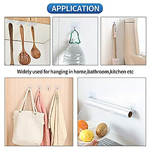 Premium Adhesive Hooks Kitchen Wall Hooks,Heavy Duty 13lb(Max) Wall Hooks, Transparent Reusable Seamless Hooks with Stainless Hooks Reusable Utility Towel Bath Ceiling Office Window Hooks,10 Pack