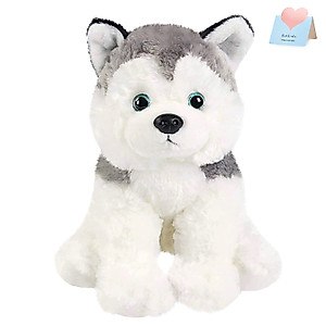 BSTAOFY 12'' Husky Stuffed Animal Realistic Puppy Dog Soft Plush Toys Adorable Birthday Valentines Christmas Festivals Gifts for Kids Toddlers Boys Girls