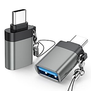 USB C to USB Adapter 2 Pack, USB-A Female to USB-C Type C Male Connector with Keychain, Thunderbolt 3 & 4 to USB 3.0 Adapters OTG Port Key Chain for MacBook Pro Air iPad Pro Samsung Galaxy and More