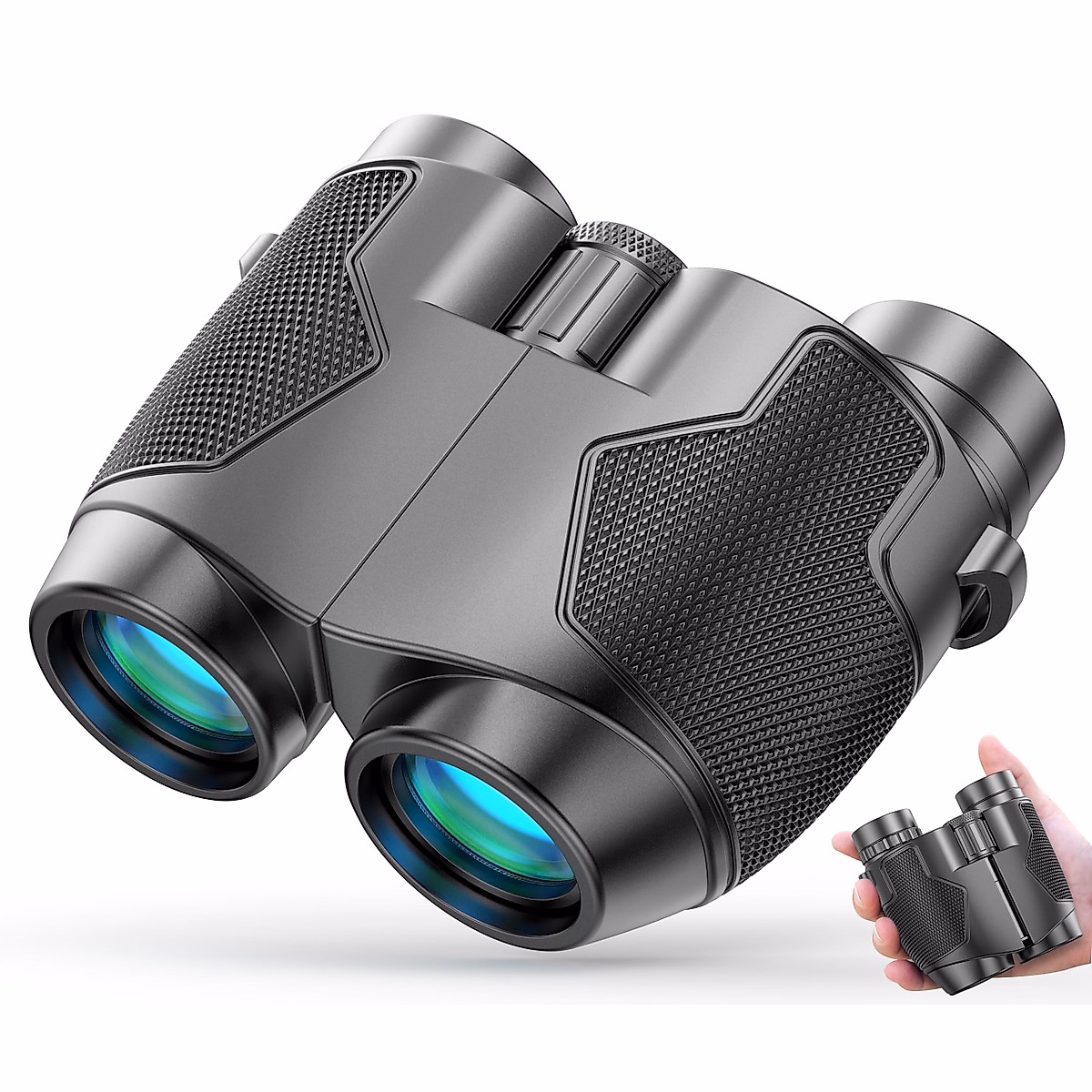 Binoculars 12x25 for Adults and Kids Night Vision Binoculars Compact Binocular Large Eyepiece Waterproof Binocular Wide Field of View for Bird Watching,Hiking,Hunting,Concert with Carrying Bag