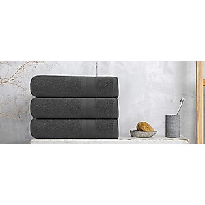 TEXCRAFT Premium Bath Towel Set, 24 x 48 Pack of 6 100% Cotton Terry Towels for Bathroom, Quick Dry, Highly Absorbent, Soft Feel, for Shower, Pool, Spa, Gym, Hand Towel for Daily Use - Chr Grey