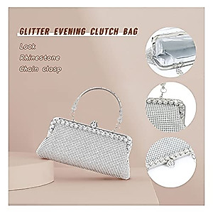 Silver Clutch Purse Rhinestone Clutch Evening Formal Crystal Bag Wedding Purse Party Bridal Handbags for Women (silver)