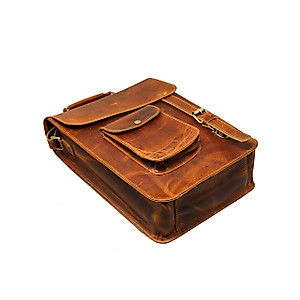 13" leather messenger bag laptop case office briefcase gift for men computer distressed shoulder bag