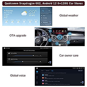Road Top Android 12 Car Stereo 10.25" Car Touch Screen for Mercedes Benz C GLC Class W205 2015-2018 Year Car with NTG5.0, 8GB+128GB Support Wireless Carplay, Global Weather,OTA Upgrade,Voice Control