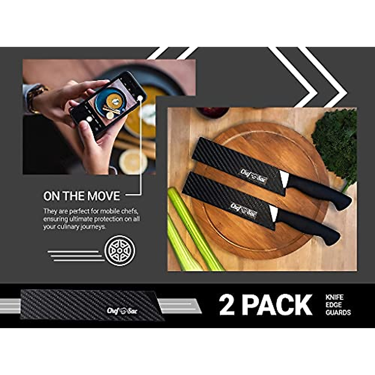 Chef Sac Elite Chef Knife Roll Bag with 2-Pack Knife Guards (8.5") Included