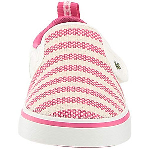 Lacoste Girl's GAZON Shoe, off white/dark pink, 6. Medium US Toddler