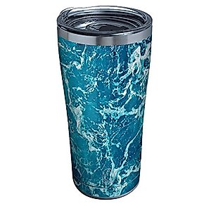 Tervis Water Aerial Stainless Steel Insulated Tumbler with Clear and Black Hammer Lid, 20oz, Silver