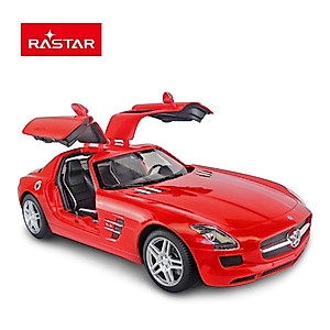 RASTAR RC Car | 1/14 Scale RC Mercedes-Benz SLS AMG Remote Control Car for Kids, Benz Model Car with Open Doors/Working Lights - Red