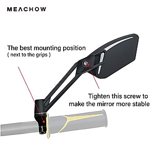 MEACHOW New Scratch Resistant Glass Lens,Handlebar Bike Mirror, Adjustable Safe Rearview Mirror, Bicycle Mirror (Silver Left Side) ME-003LS