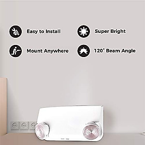 LABORATE LIGHTING Emergency Lights LED with Backup Battery, with Adjustable Heads, Commercial or Industrial Use, Pack of 2, Rechargeable Light Bulb, Indoor Hallway or Room Safety for Residential,
