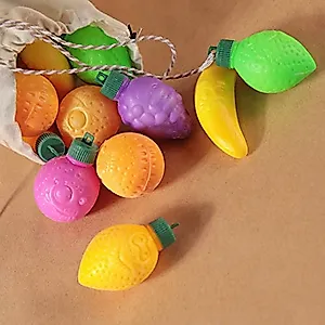 25 Fruit Shaped Fizzy Candy Powder, With Hanging Hole Caps for Decorative Stringing, Fun and Unique 90’s Retro Candy, Gluten Free & Nut Free, by 4YoreElves