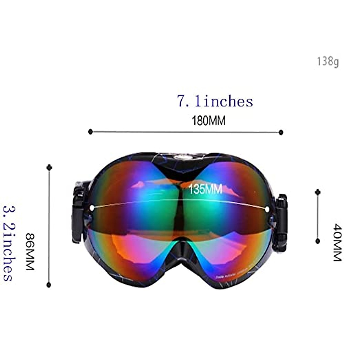FRAHS Ski Goggles, Anti-Fog Snow Goggles with Double-Layer Lens & Extra Wide Elastic Band, Snowboard Goggles for Men & Women (Color : B, Size : 18 * 8.6CM)