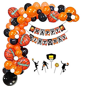 Homond Basketball Party Decorations Supplies, Basketball Birthday Decorations, Basketball Balloons Garland, Sports Theme Supplies, Basketball Banner, Cake Topper