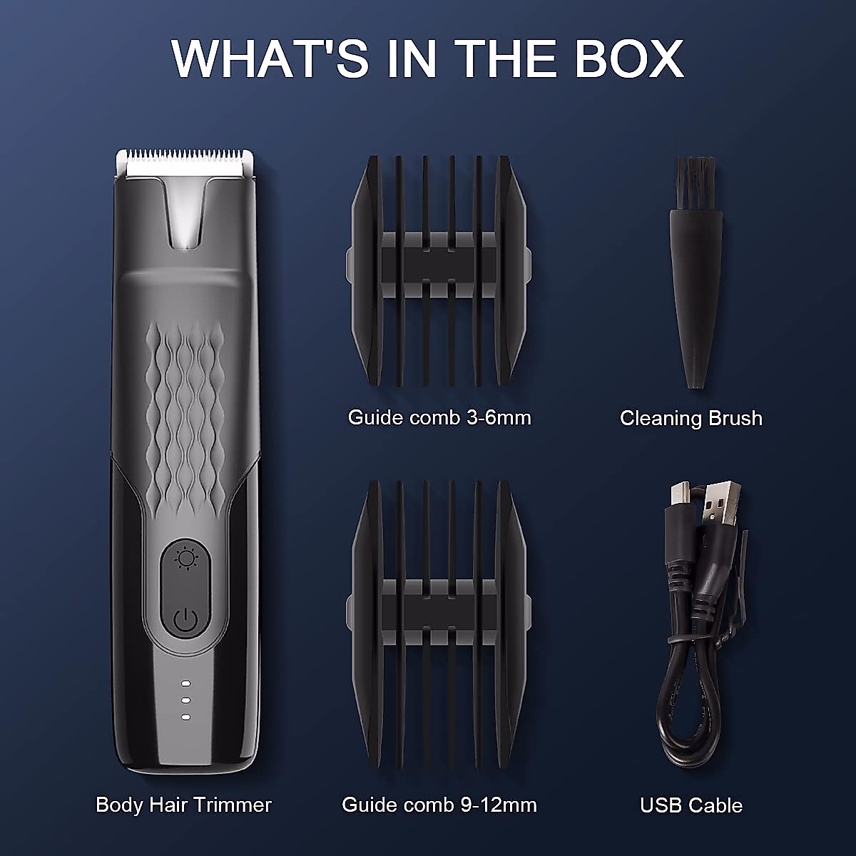 Groin Hair Trimmer for Men,Electric Ball Trimmer/Shaver with Led Light,Replaceable Ceramic Blade Heads,PX7 Waterproof Grooming Kit,1.5Hours Runtime