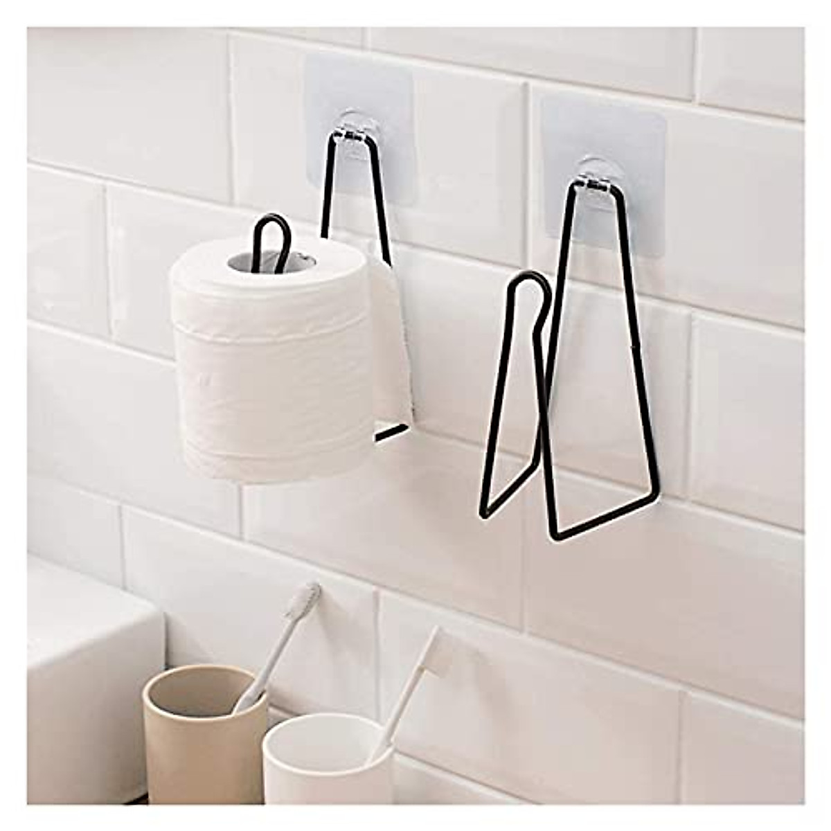 Toilet Paper Holder Toilet Paper Holders Metal Toilet Tissue Paper Roll Holder Dispenser Adhesive Tissue Holder for Bathroom （White Black） (Color : Brass)