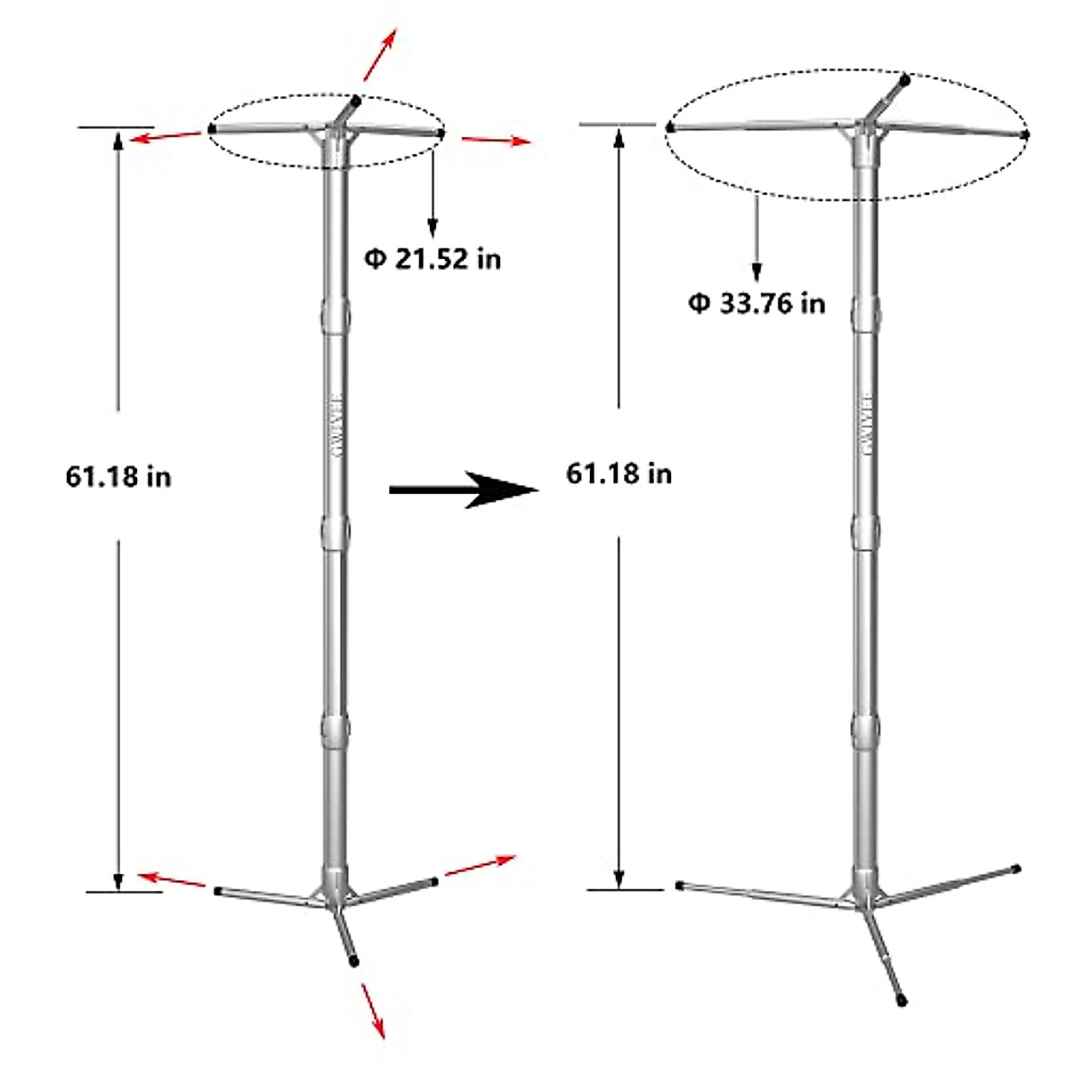 GWIYEE Aluminum Collapsible Clothing Rack, Porbatle Clothes Drying Rack, Laundry Drying Rack, Foldable Clothes Rack